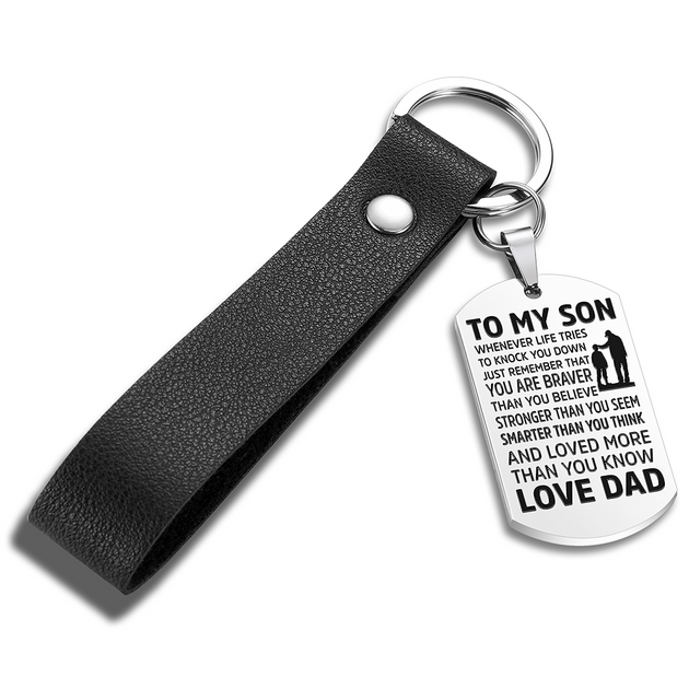 From Dad to Son - Steel & Leather Style Keychain – LOVE & LINEN