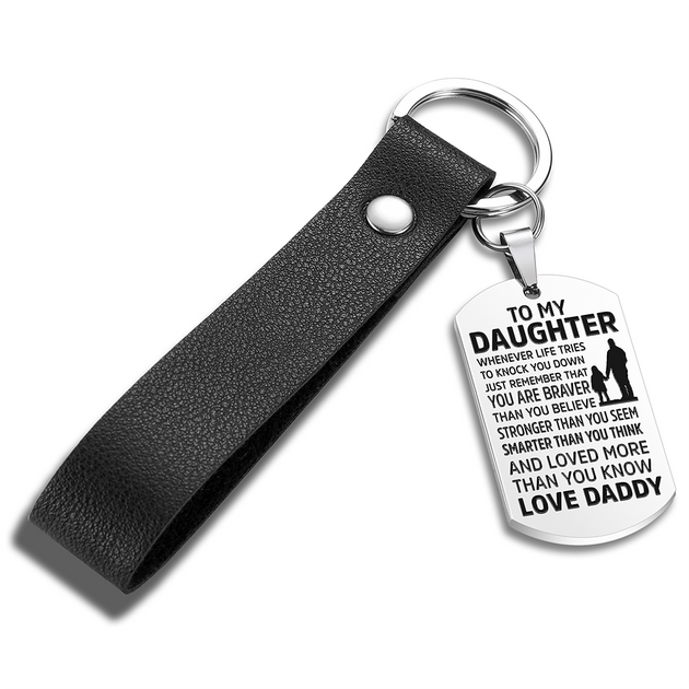 From Daddy to Daughter - Steel & Leather Style Keychain – LOVE & LINEN
