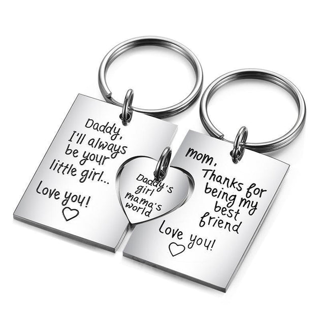 Mom & Daddy to Daughter Keychain/Necklace Trio – LOVE & LINEN